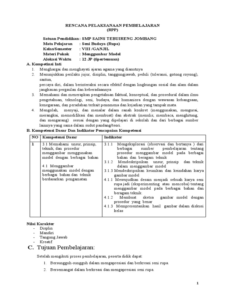 RPP - SENI RUPA - 8 - Ganjil GMBR Model | PDF