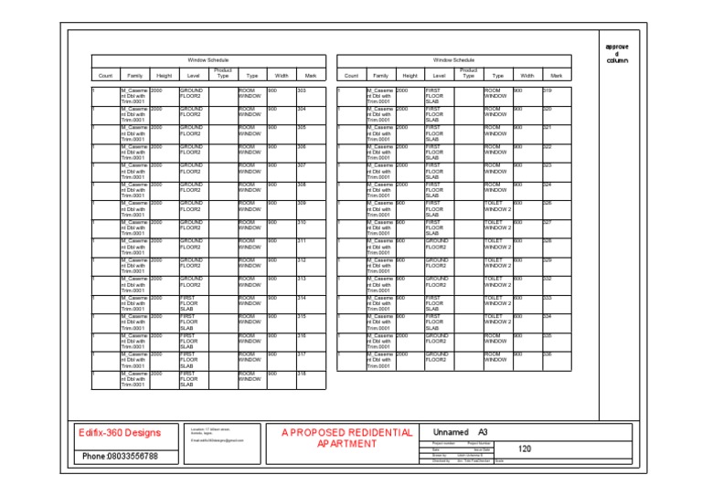 Window Schedule for a Proposed Residential Apartment | PDF