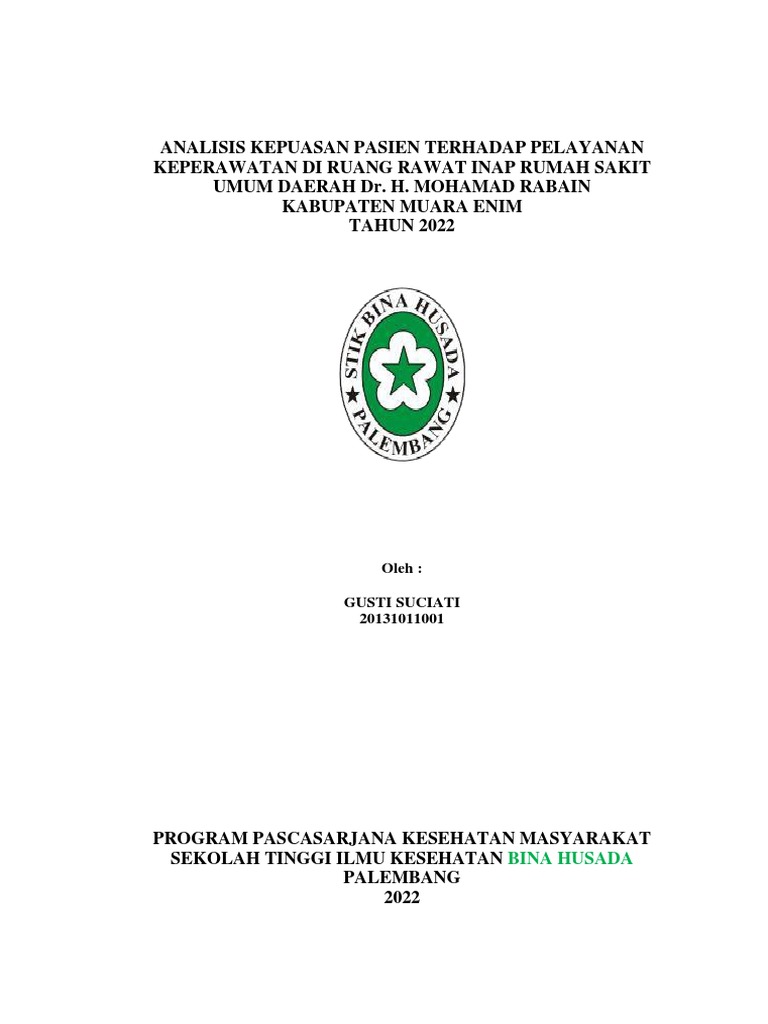 Contoh Analisis Kepuasan Pasien Rawat Inap PDF | PDF