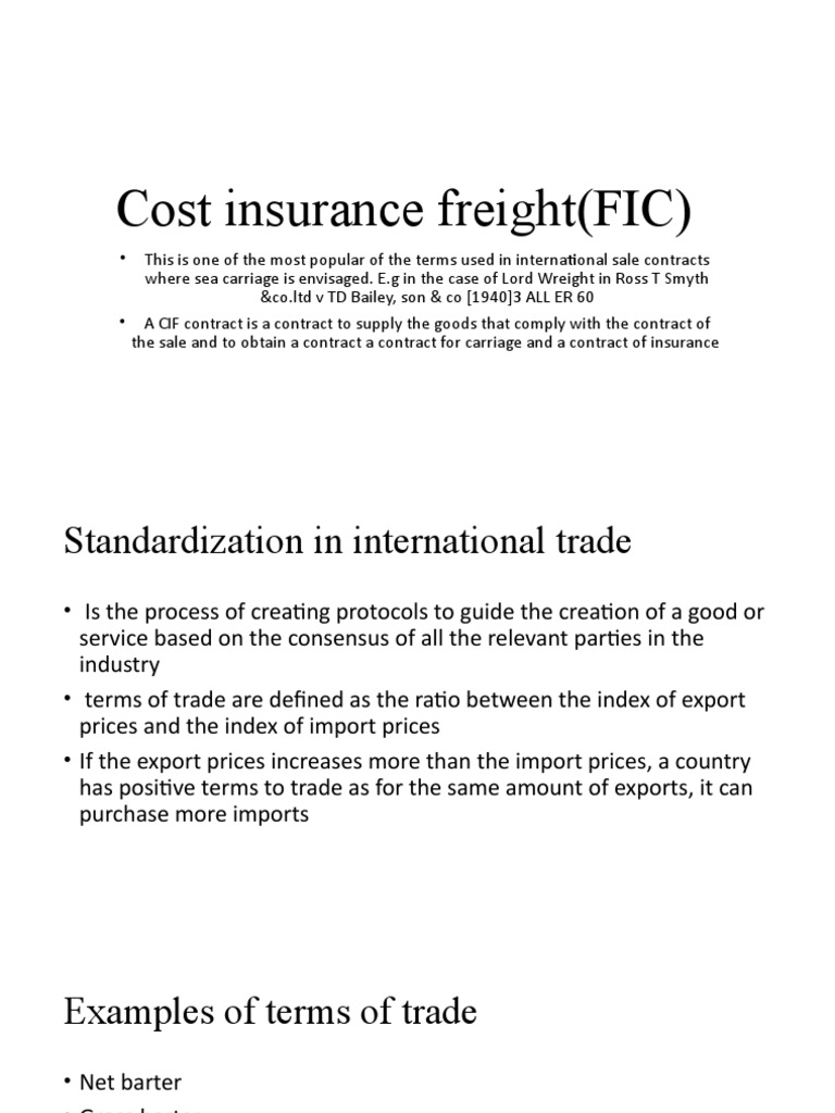 Cost Insurance Freight Presentation | PDF | Business Process | Business