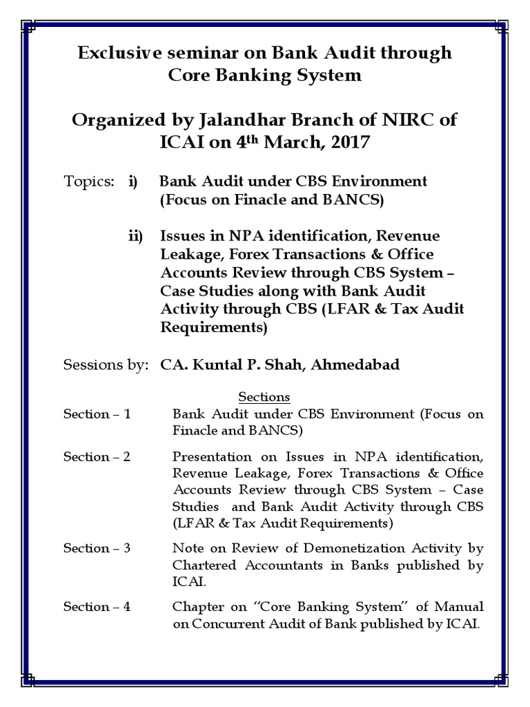 An In-Depth Review of Bank Auditing Processes Through Core Banking Systems | PDF | Cheque ...