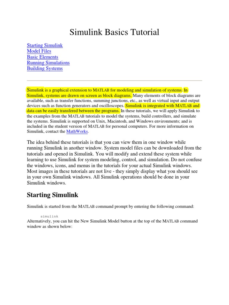 Simulink Basics Tutorial Pdf Matlab Signal Electrical Engineering 