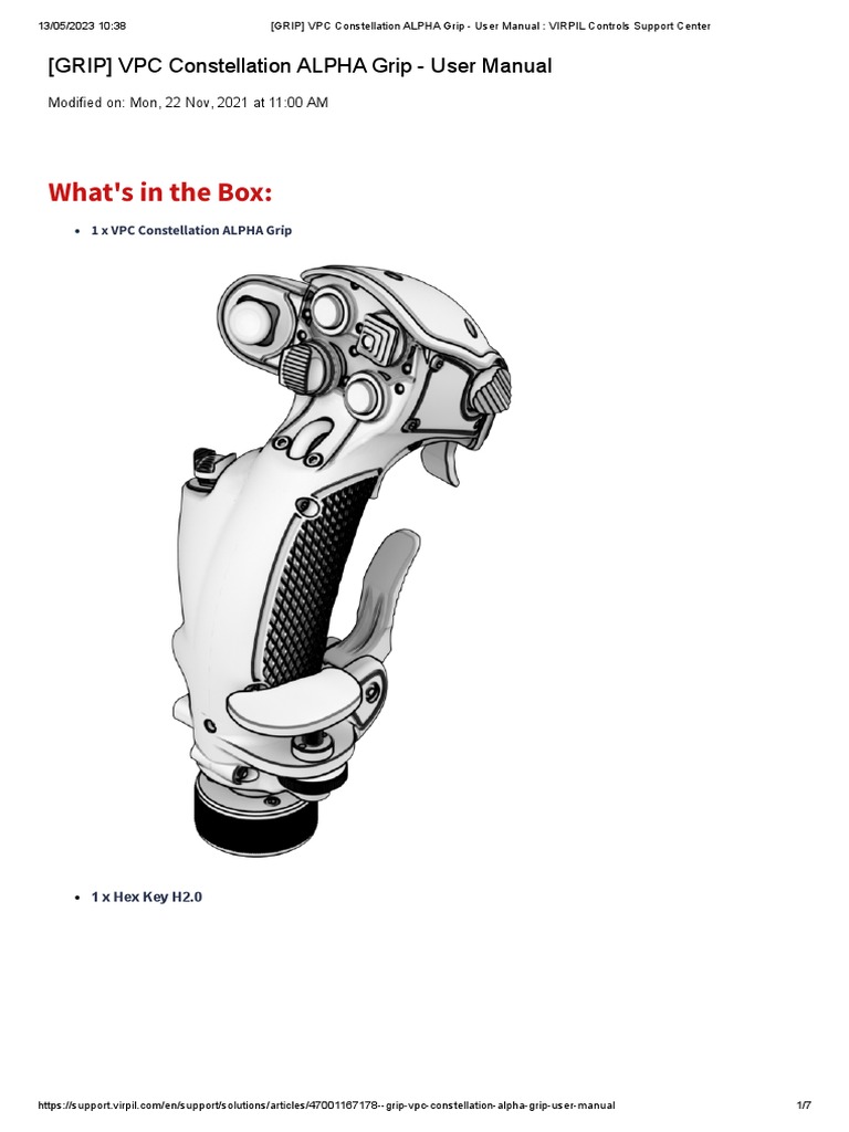 VPC Constellation Alpha Grip Manual | PDF | Electrical Connector | Screw