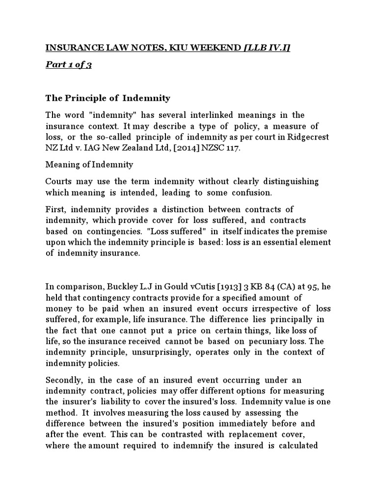 Insurance Law Notes | PDF | Insurance | Indemnity