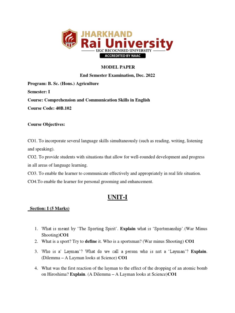 Comprehension and Communication Skills in English.pdf | PDF | English ...