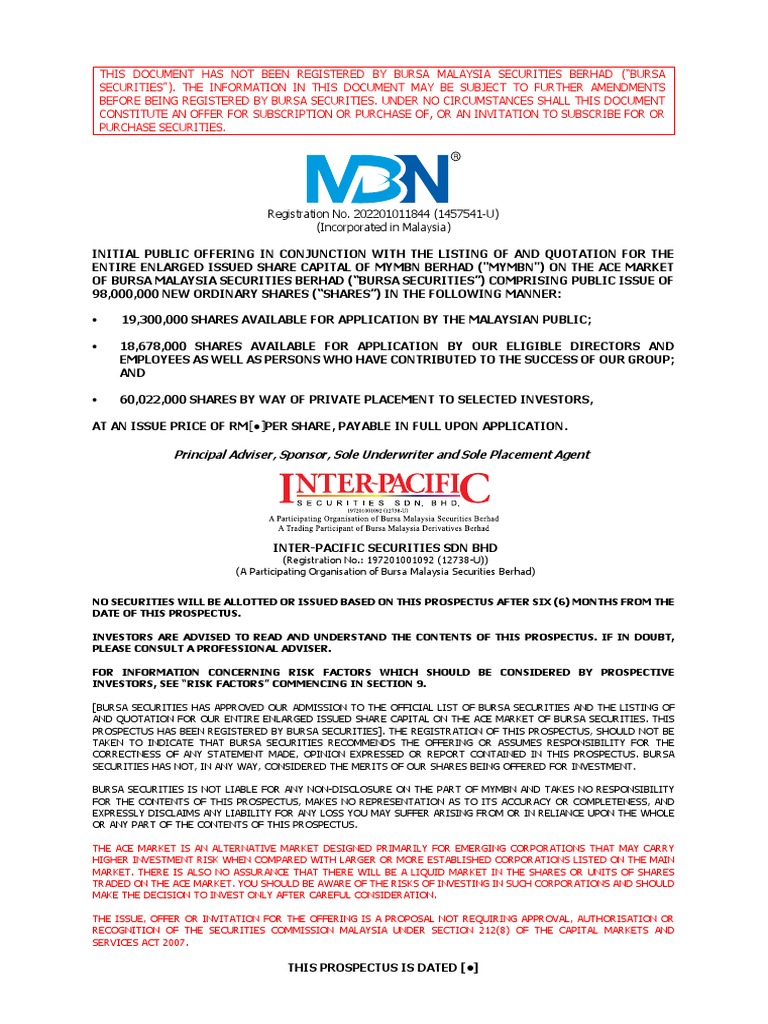 MYMBN Prospectus Complete | PDF | Public Limited Company | Prospectus ...