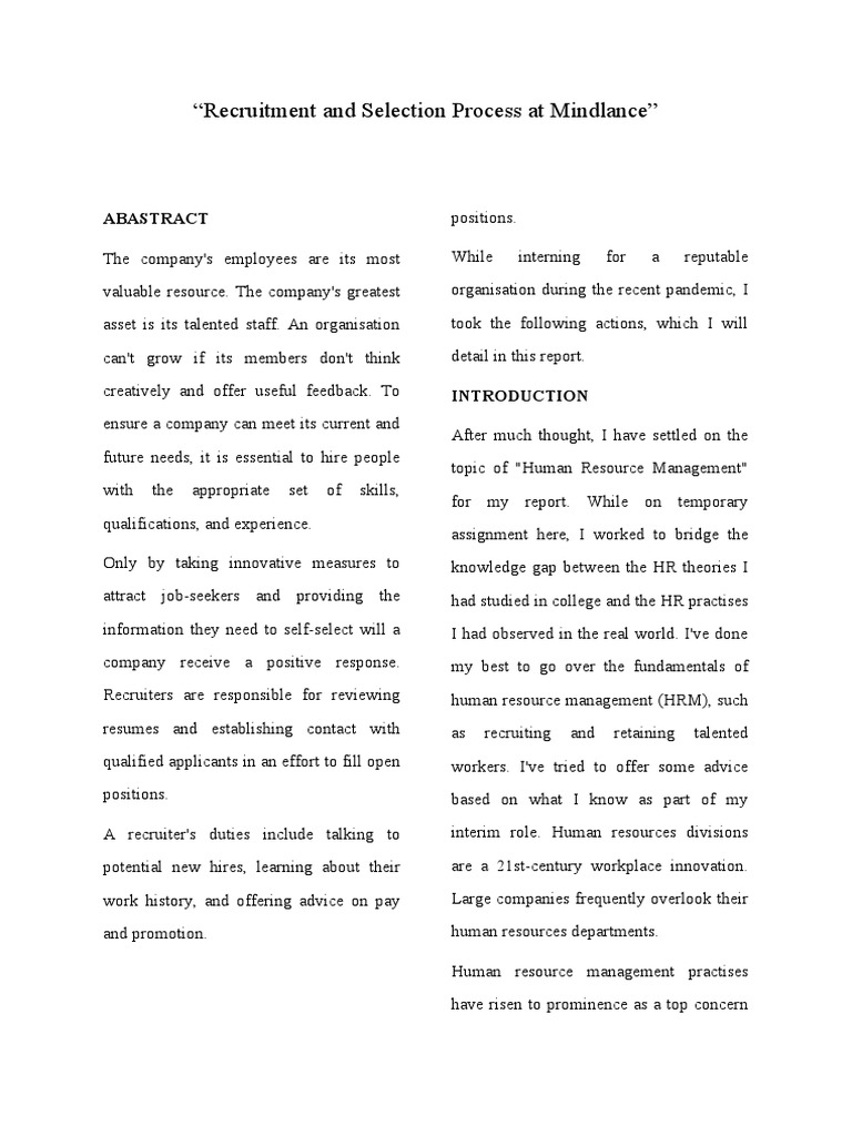 Mindlance Recruitment Process Overview | PDF | Human Resource ...