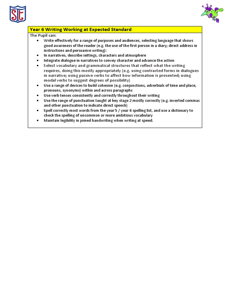 Year 6 Writing Working at Expected Standard | PDF