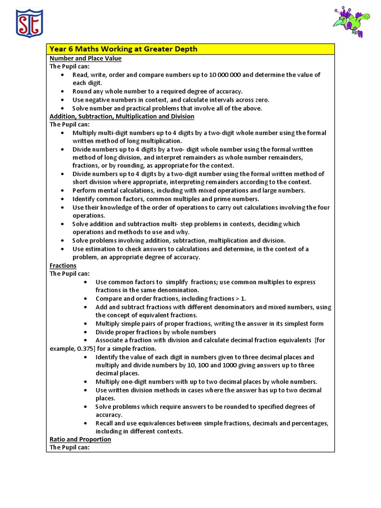 Year 6 Greater Depth Maths Skills | PDF | Numbers | Area