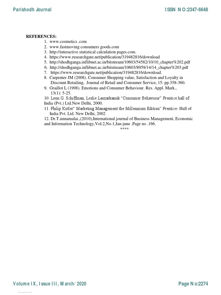 Parishodh Journal ISSN NO:2347-6648: References | PDF