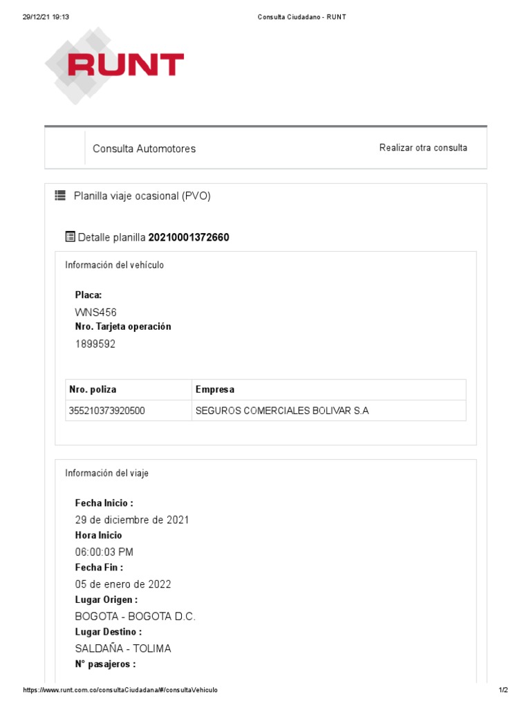 Consulta Ciudadano - RUNT | PDF