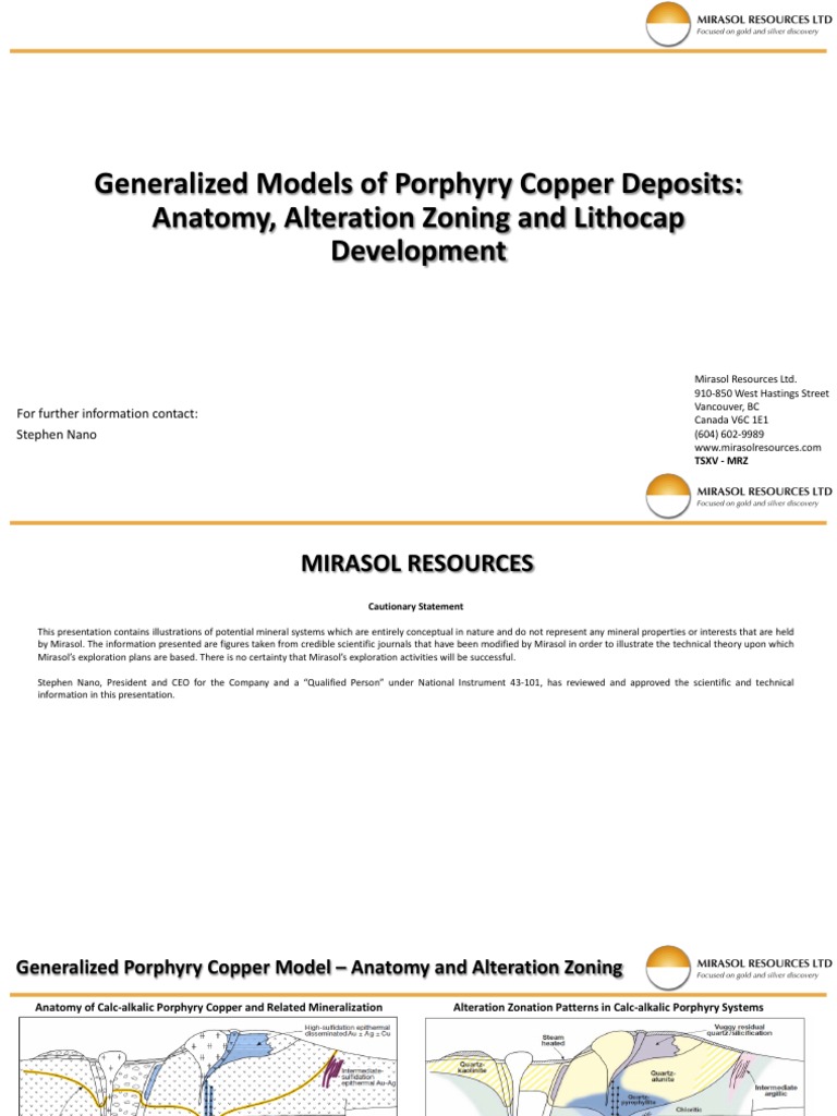 Generalized Models of Porphyry Copper Deposits Anatomy Alteration ...