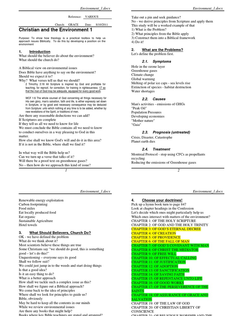 Christian and The Environment 1: Environment - 1.docx Environment - 1 ...