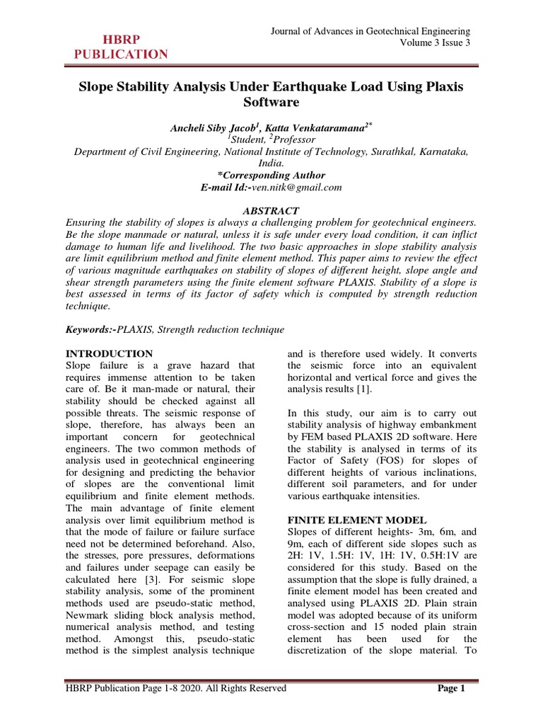Slope Stability Analysis Under Earthquake -Formatted Paper.pdf | PDF ...