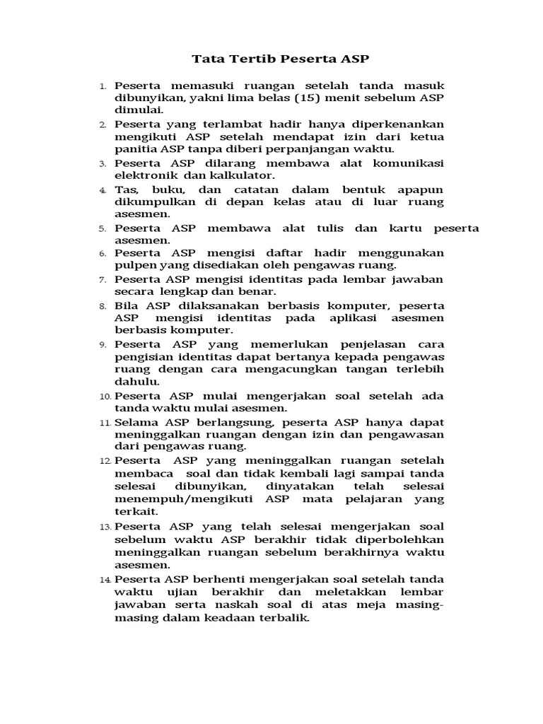 Tata Tertib Peserta ASP | PDF