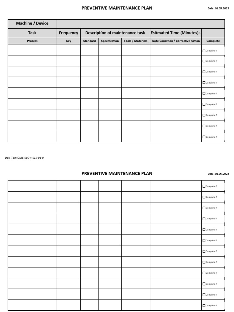 Preventive Maintenance Plan | PDF | Physical Sciences | Mechanical Engineering