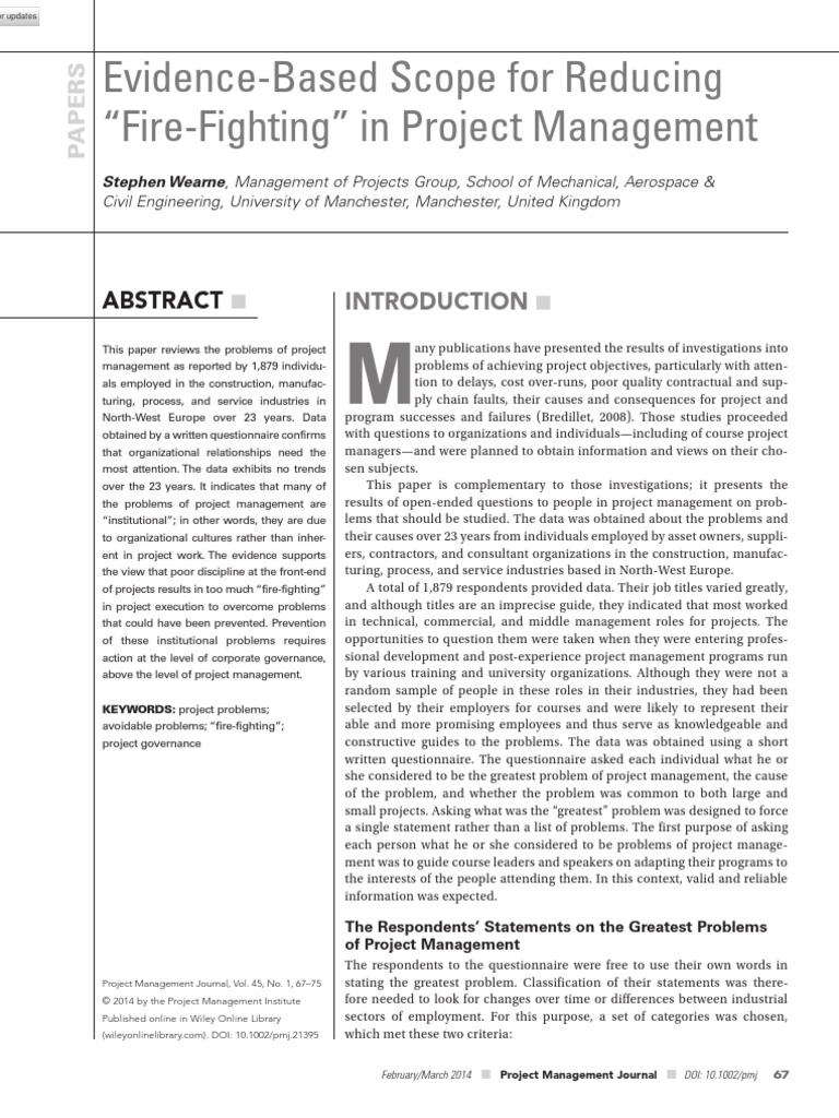 Evidence-Based Scope For Reducing Firefighting in PM | PDF | Project ...