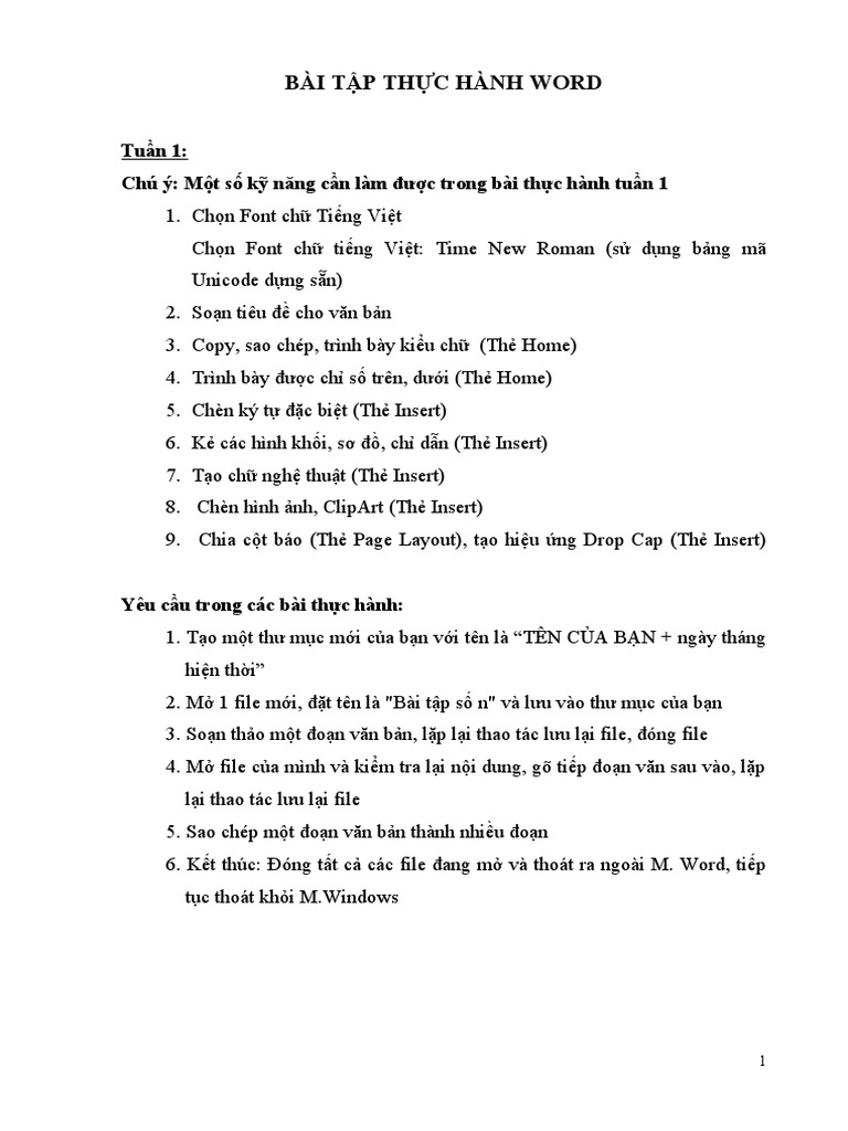 Bai Tap Thuc Hanh Word | PDF