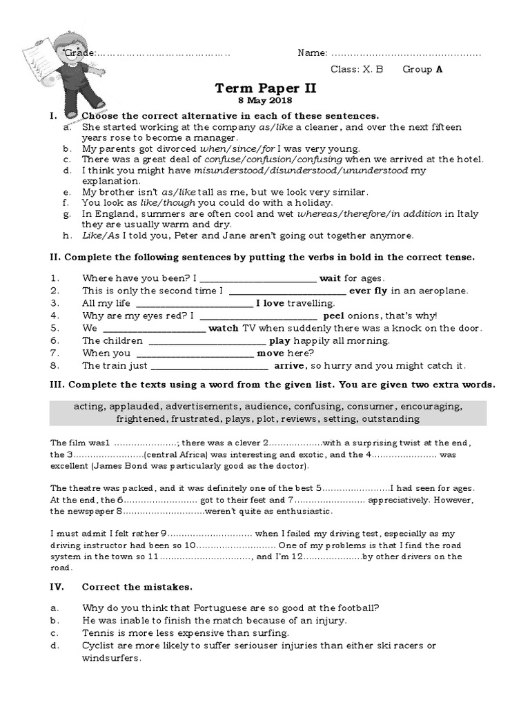 Test Paper FCEGold U1-3a | PDF