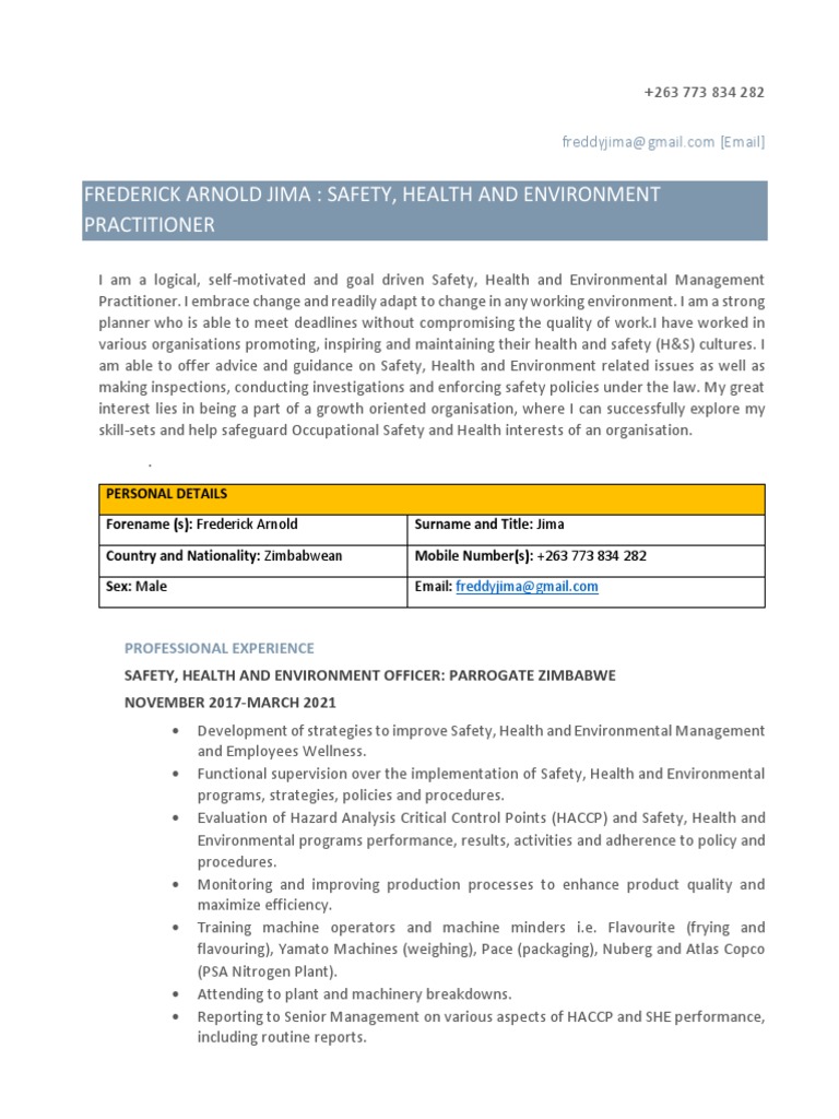 FREDERICK JIMA CV | PDF