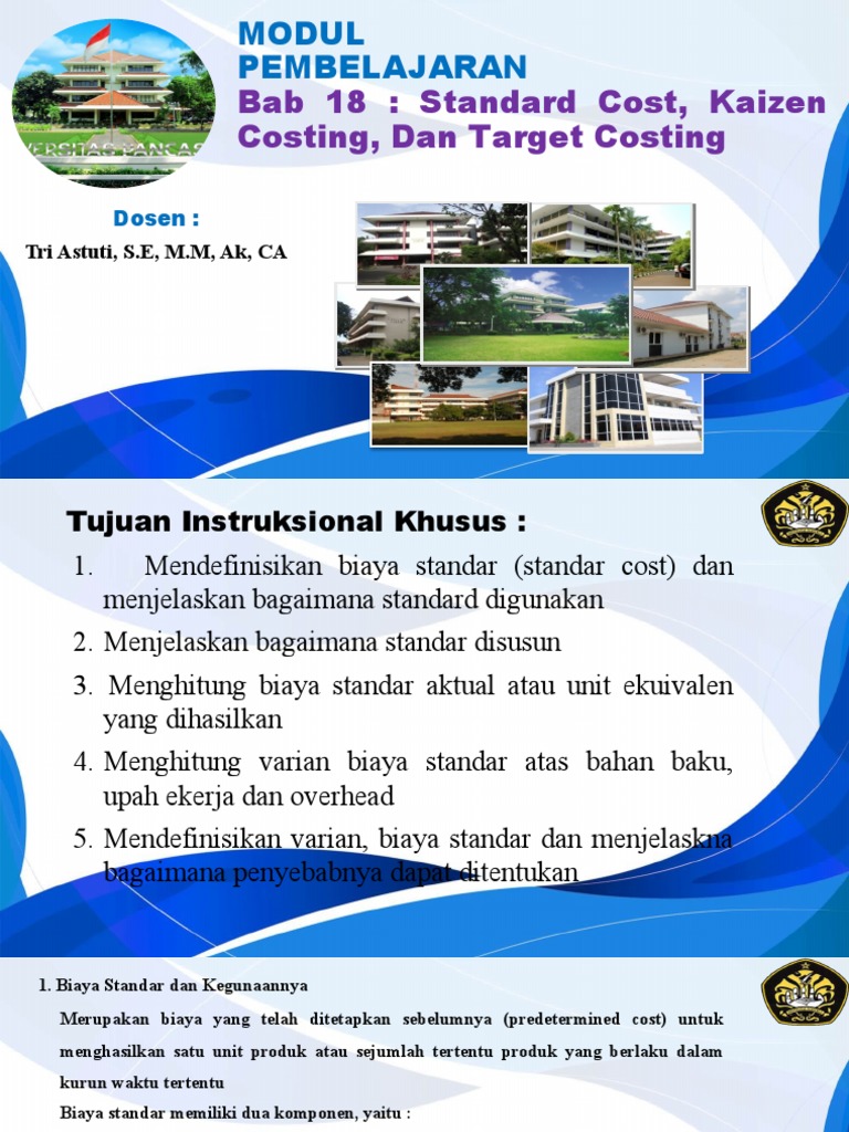 PPT CHP 18 Standard Costing, Kaizen Costing, Target Costing | PDF