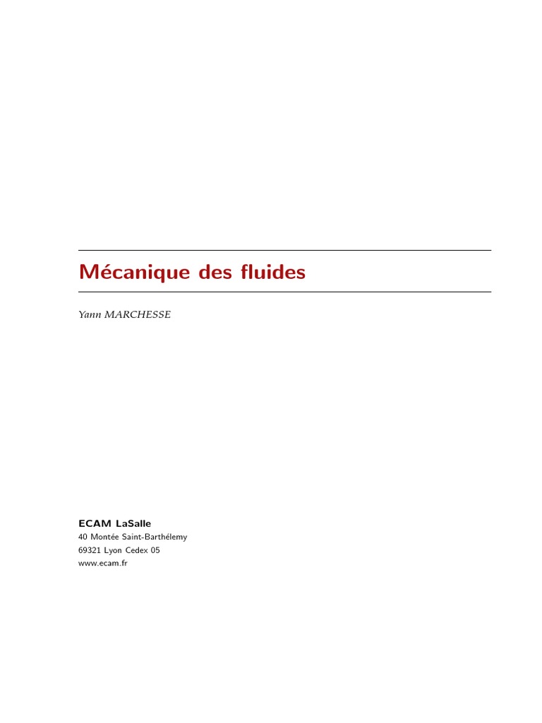 Mecanique Des Fluides | PDF | Fluide | Pression