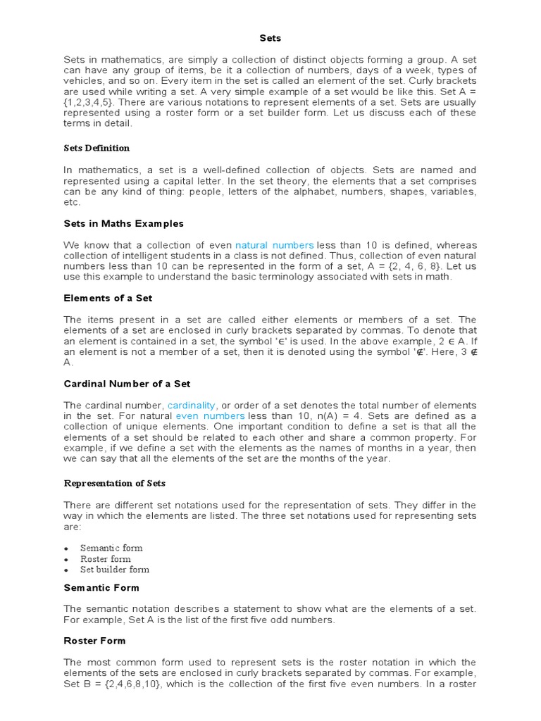 Sets Handouts | PDF | Set (Mathematics) | Intersection (Set Theory)