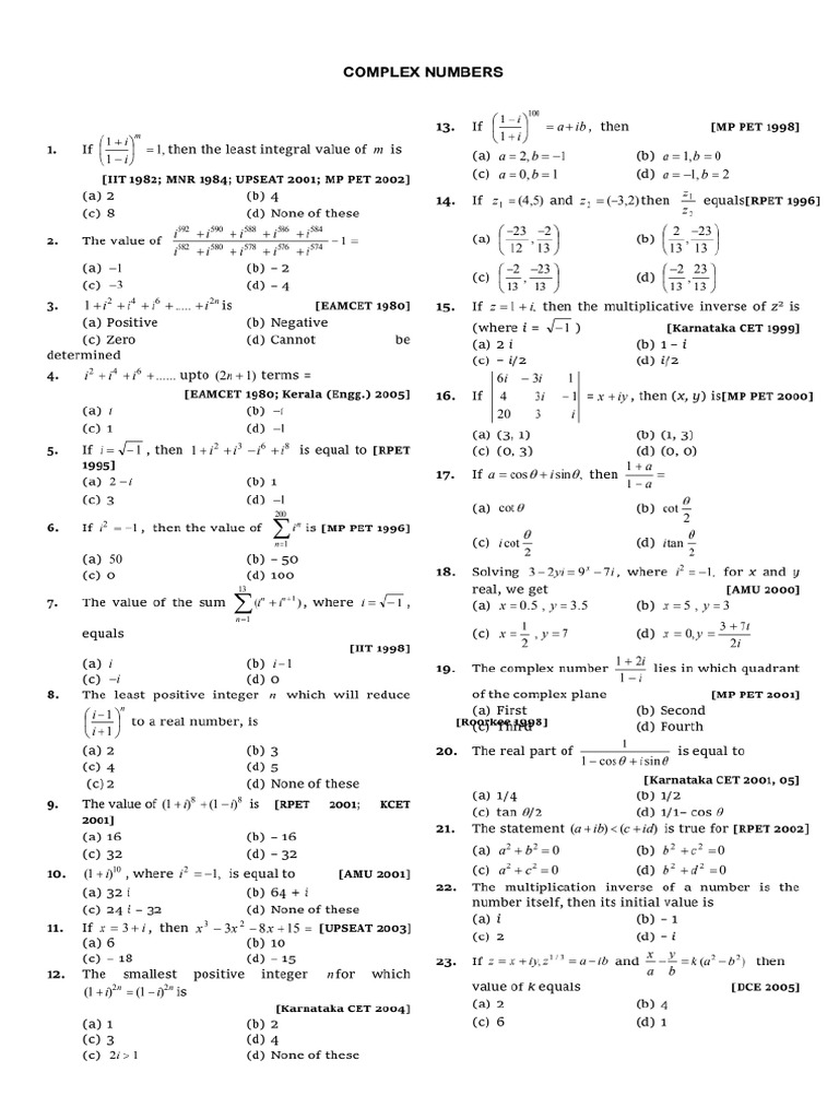 Complex Number DPP | PDF