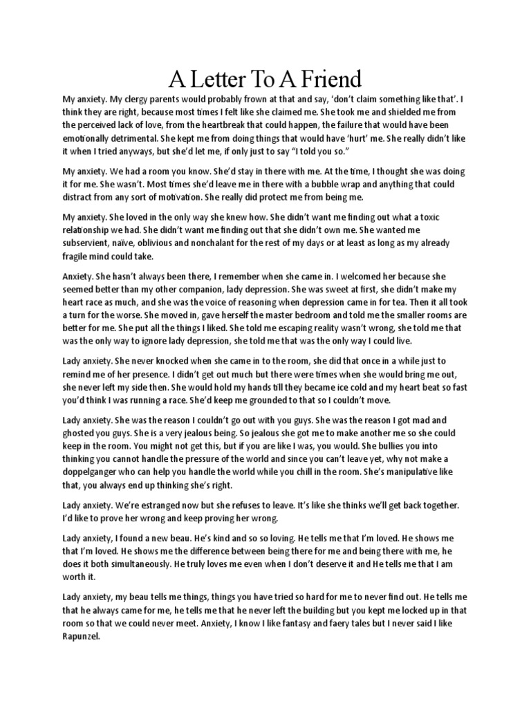 A Letter To A Friend | PDF