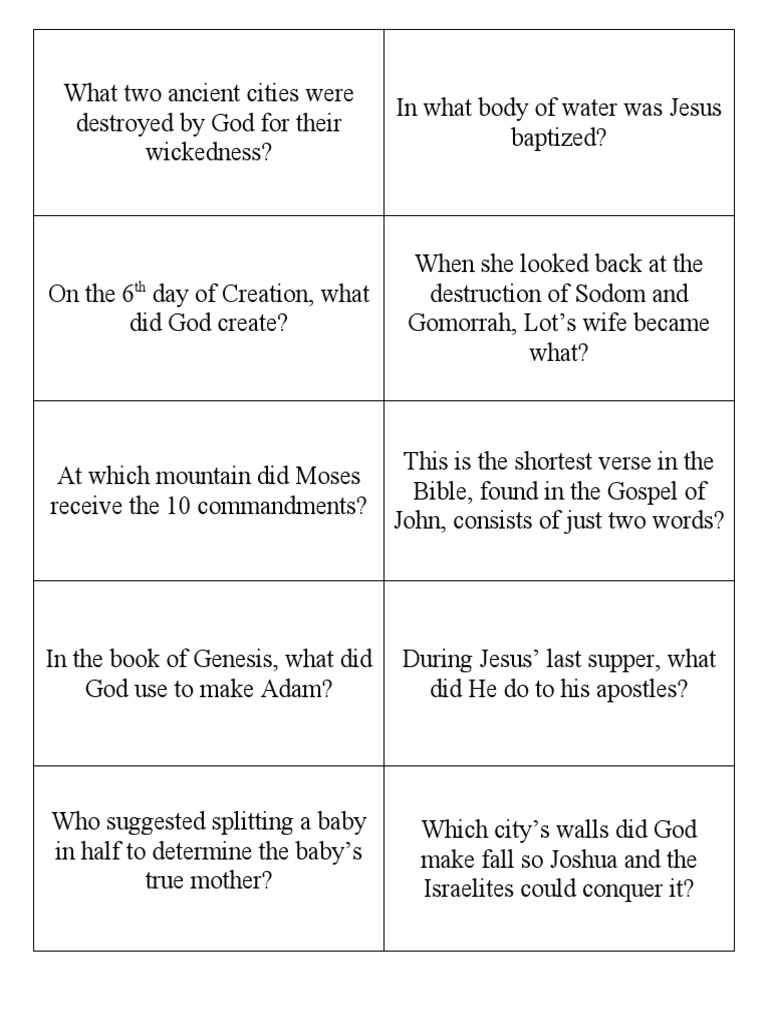 Bible Trivia | PDF | Jesus | Israelites