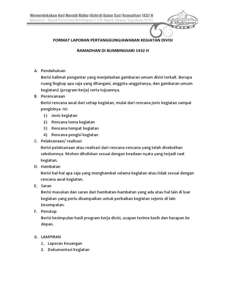 Format LPJ Divisi RDB 1432h | PDF