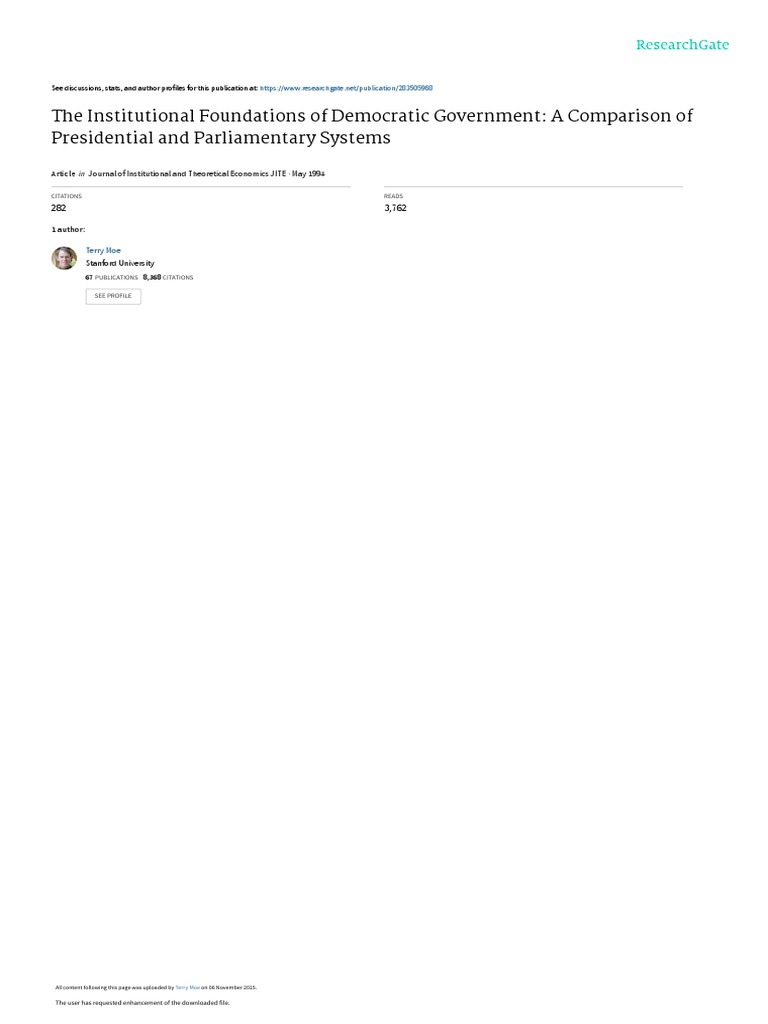 The Institutional Foundations of Democratic Government Comparative ...