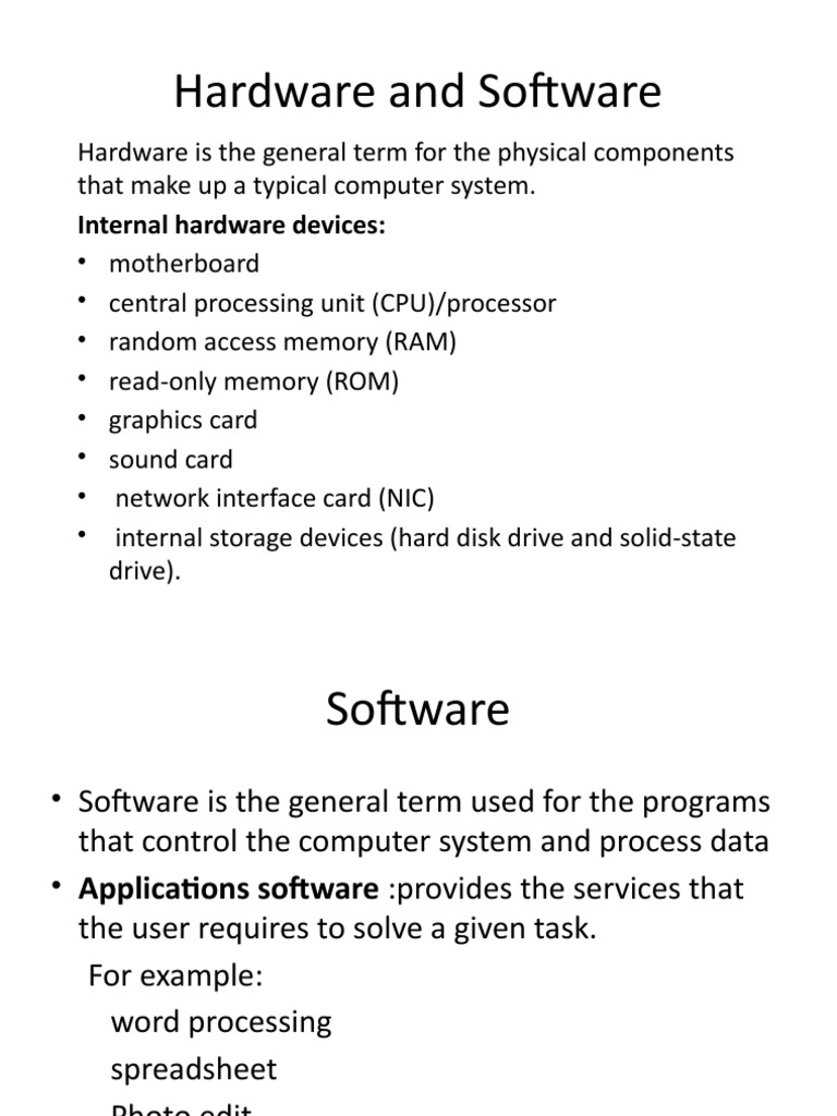 Computer Hardware and Software Overview | PDF | Laptop | Virtual Reality