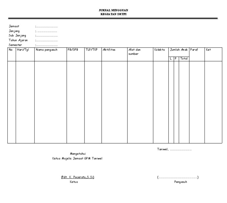 Jurnal Mingguan Smtpi | PDF