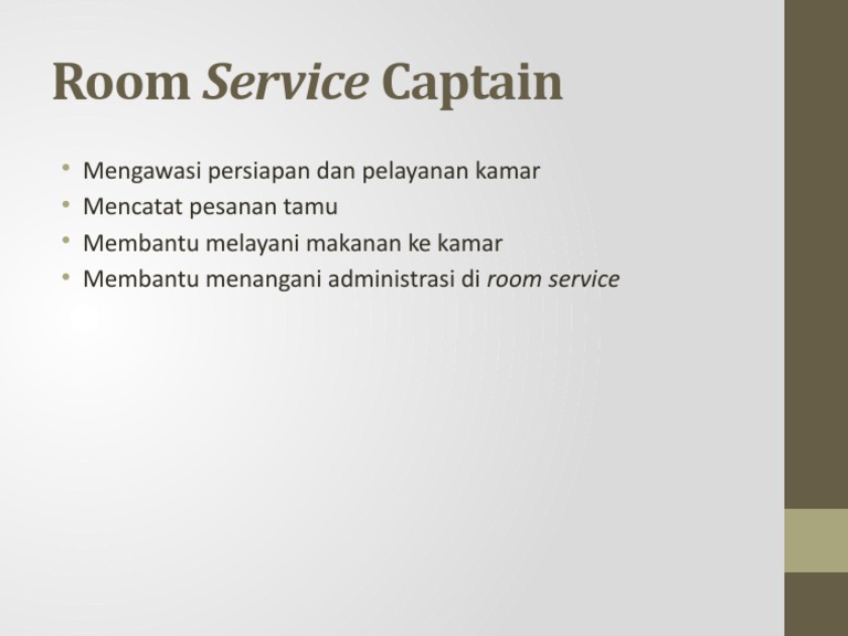 Room Service Captain Duties | PDF