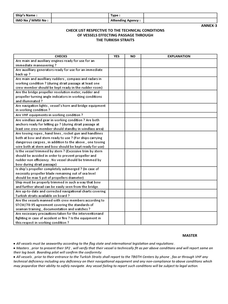 ANNEX 3 - Check List Respective To The Technical Conditions | PDF