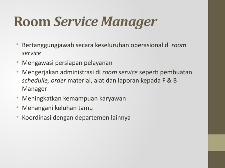 Tugas Room Service Manager | PDF