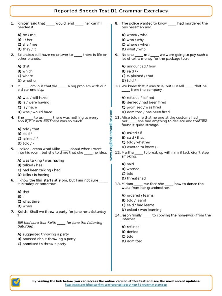 493_reported-speech-test-b1-grammar-exercises_englishtestsonline.com | PDF