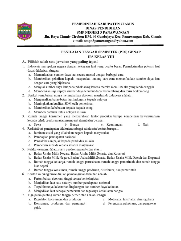 PTS Ips Semester Genap Kelas Viii | PDF
