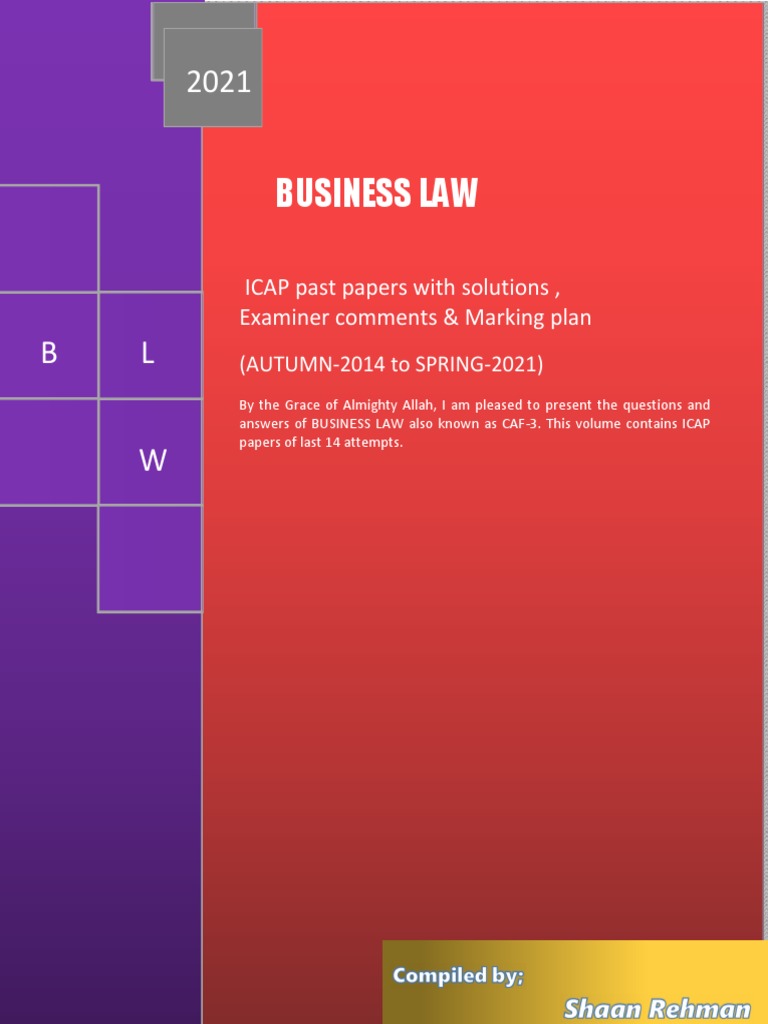 Business Law Past Papers & Solutions | PDF | Partnership | Private Law