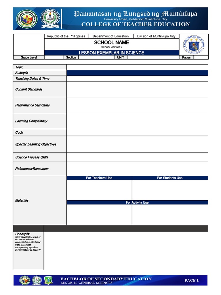 Semi-Detailed Lesson Plan Template | PDF | Teachers | Learning