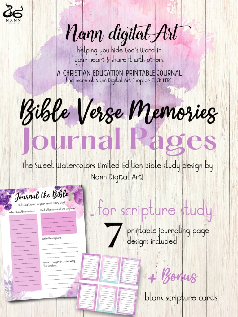 7 Bible Verse Memory Journal Pages PDF | PDF