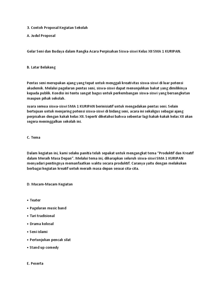 Contoh Proposal (Tigas B Indo) | PDF