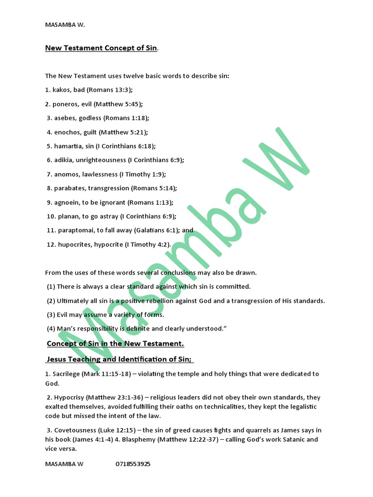New Testament Sin: Key Concepts Explained | PDF