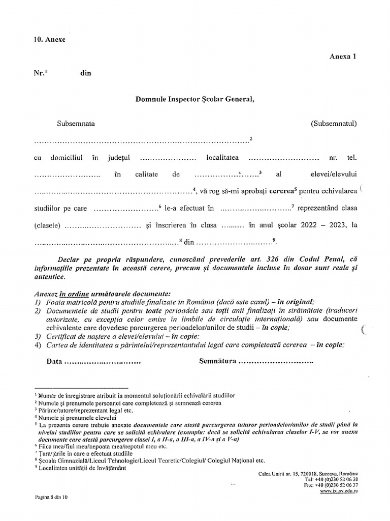 Cerere Inscriere Elev | PDF