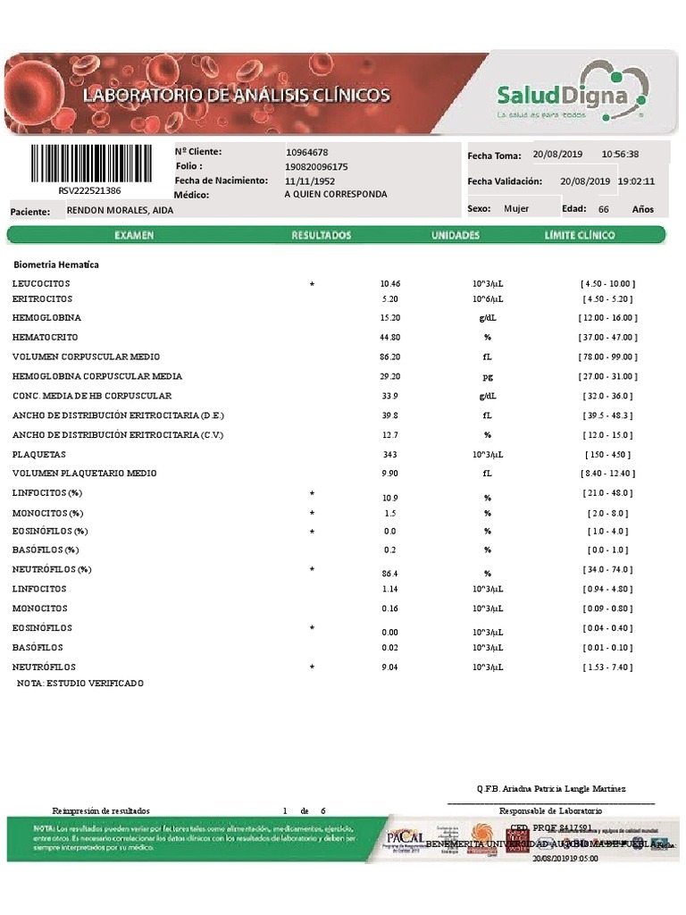 Resultados Salud Digna 20agosto20230 | PDF | Colesterol | Especialidades Medicas