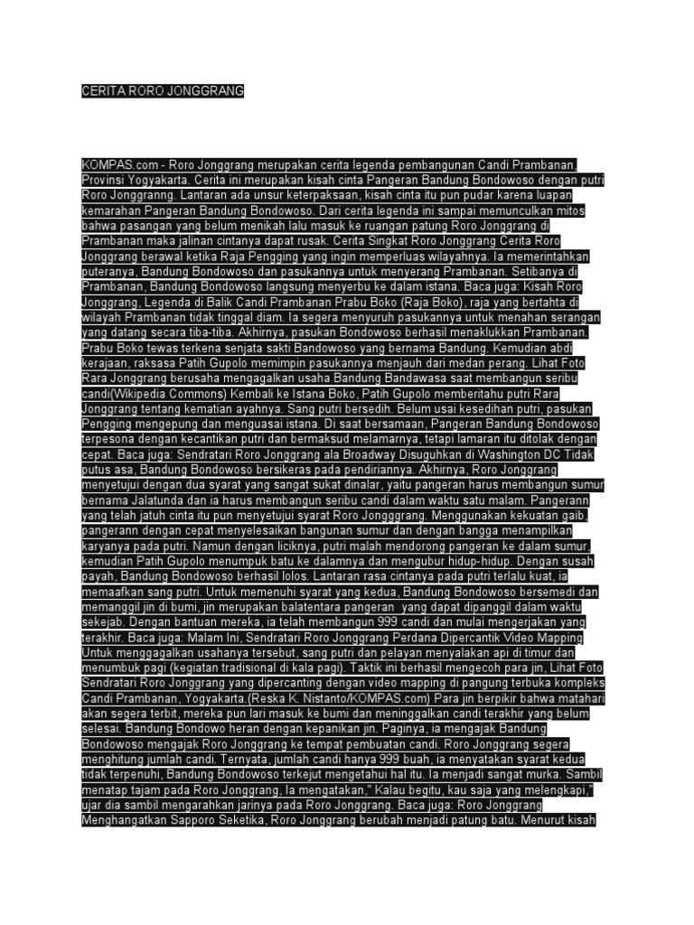 Cerita Roro Jonggrang | PDF
