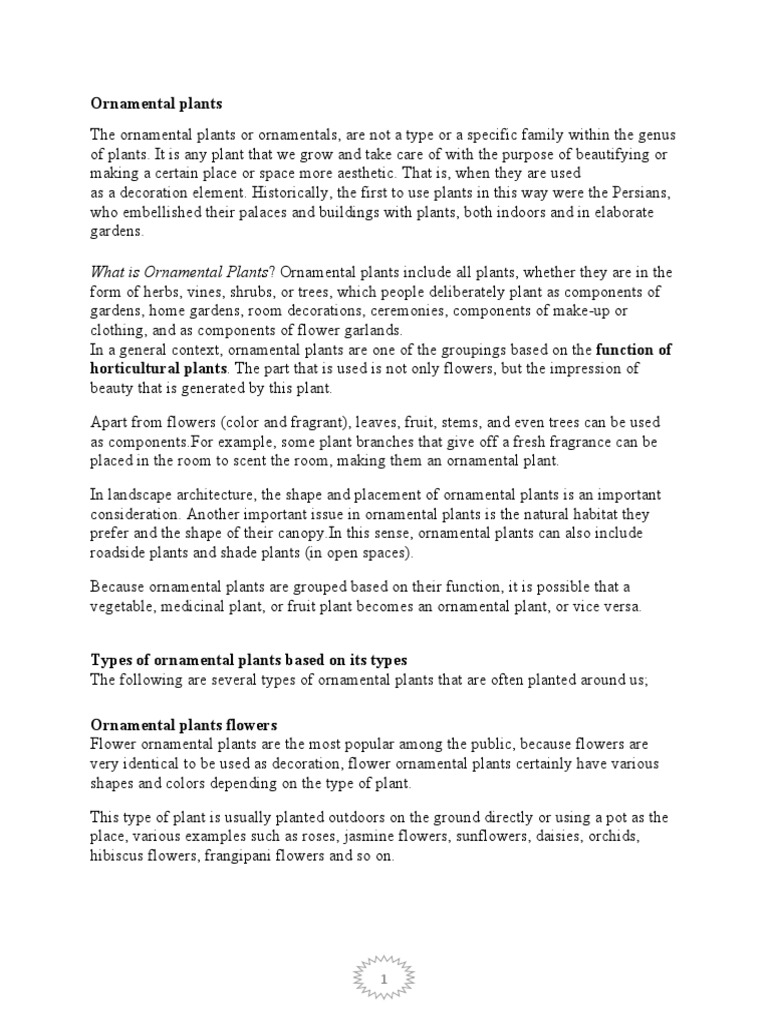 Examples and Types of Ornamental Plants | PDF | Home & Garden | Science ...