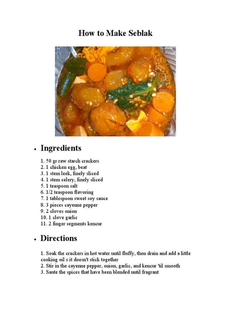 How To Make Seblak | PDF