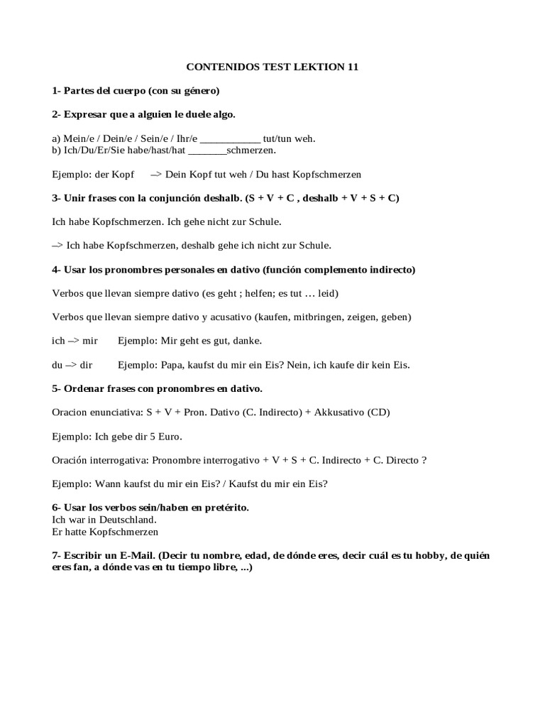 Contenidos Lektion 11 | PDF